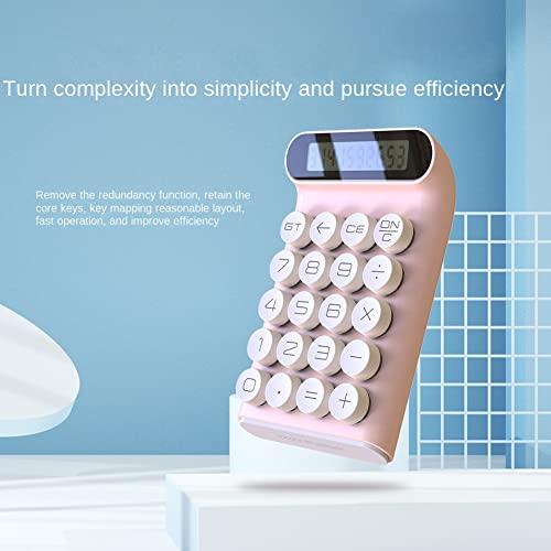QONIA Retro Calculator Mechanical Keyboard Portable Computer 10 Digit LCD Display Financial Office Fashion Calculator-Pink