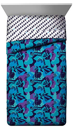 Jay Franco Fortnite Llama Geo 4 Piece Twin Bed Set - Includes Reversible Comforter & Sheet Set - Super Soft Fade Resistant Microfiber (Official Fortnite Product)