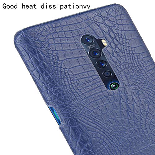 HualuBro for Oppo Reno 2 Case, Premium PU Leather Ultra Slim Shockproof Back Bumper Phone Protective Case Cover for Oppo Reno2 2019 Smartphone (Crocodile Blue)