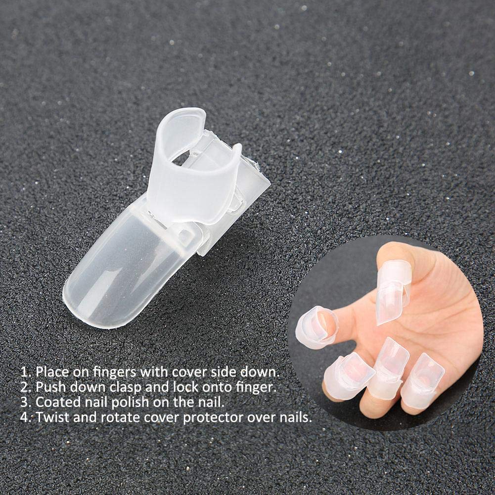 FILFEEL Nail Polish Protector, 20Pcs Manicure Cover Finger Varnish Nail Art Tips Clip Holder