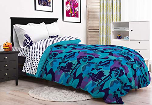Jay Franco Fortnite Llama Geo 4 Piece Twin Bed Set - Includes Reversible Comforter & Sheet Set - Super Soft Fade Resistant Microfiber (Official Fortnite Product)