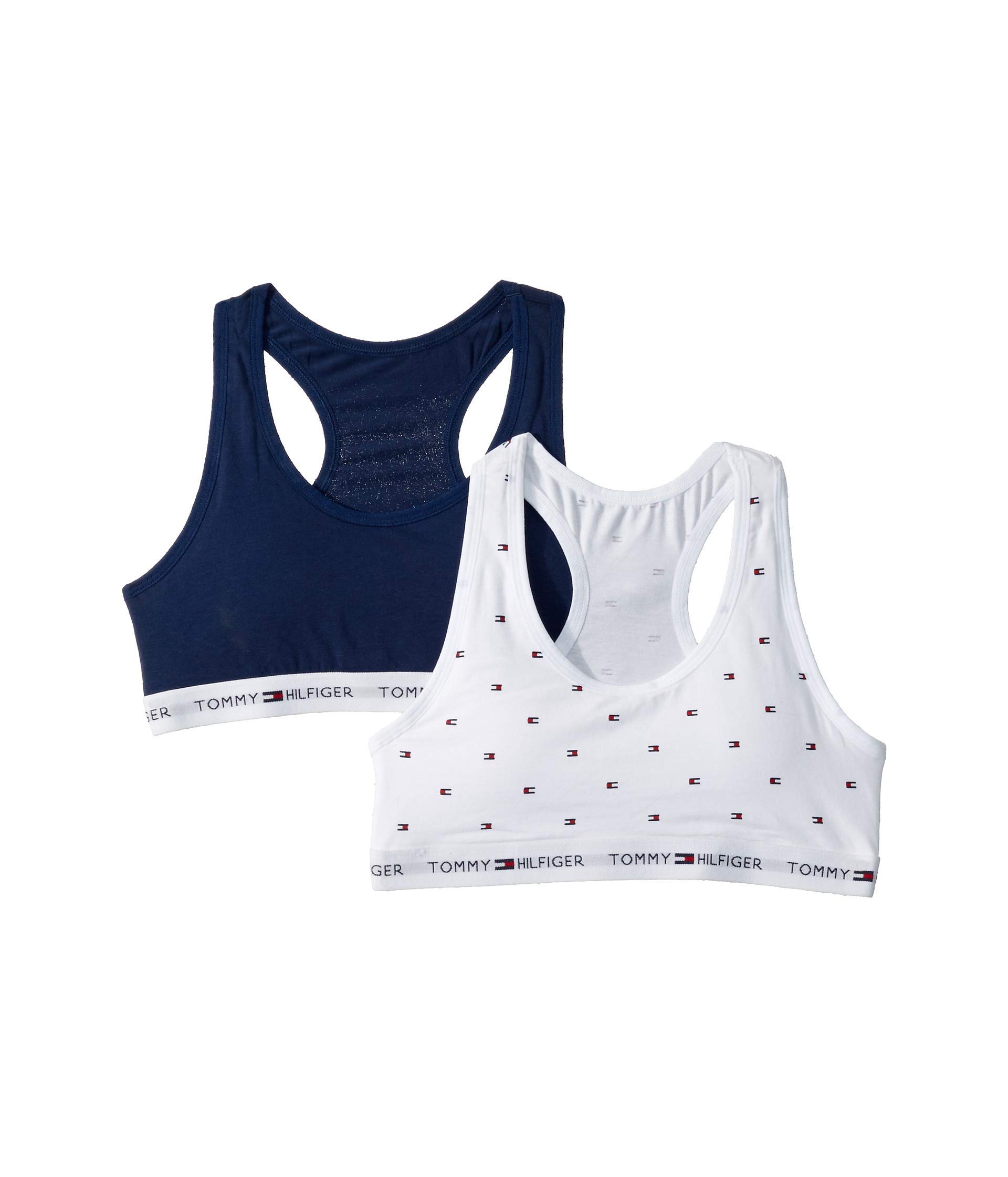 Tommy Hilfiger Kids Girl's 2-Pack Mini Flag Crop Bra (Little Kids/Big Kids) White Large (12-14 Big Kids)