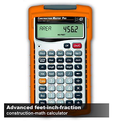 Calculated Industries 4065 Construction Master Pro Advanced Construction Math Feet-inch-Fraction Calculator for Contractors, Estimators & The Pipe Fitters Blue Book