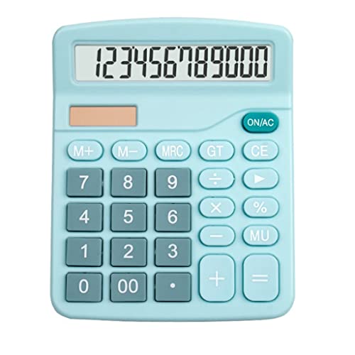 XWWDP Blue Pink 12 Digit Desk Solar Calculator Large Big Buttons Financial Business Accounting Tool for School Student Office (Color : Pink, Size