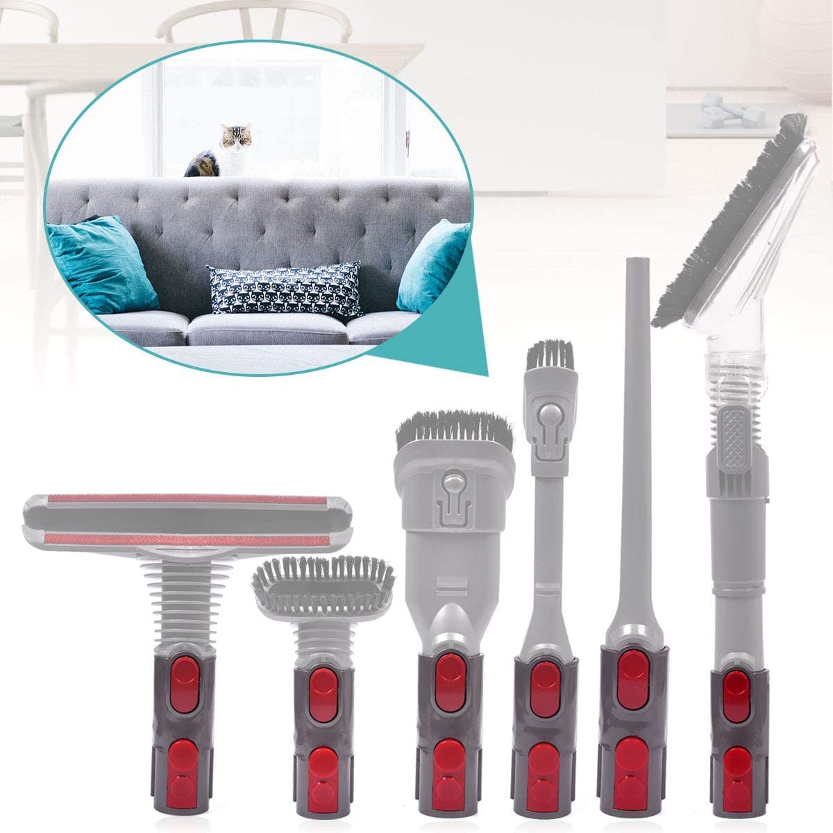 KEEPOW V7 V8 V10 V11 Hardwood Floor Attachment Tool FlatOut Head & Converter Adapter Compatible with Dyson Cordless Stick Vacuum Cleaners
