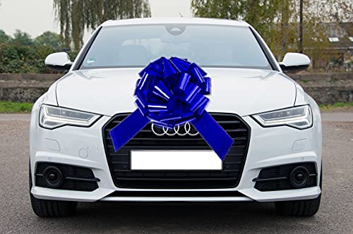 Insta Bows 18 Inch Giant Car Bow Blue Large Gift Bow 18" Metallic Blue Giant Bow for Car Instant Big Bow for Toy Car Or Extra Large Christmas Gift Instabow Big Blue Bow