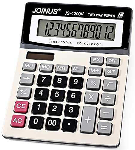 Calculator, Standard Function Desktop Calculator with 12-Digit Large LCD Display and Big Sensitive Computer Keys, Solar Battery Dual Power Calculator,Easy to use Basic Calculator