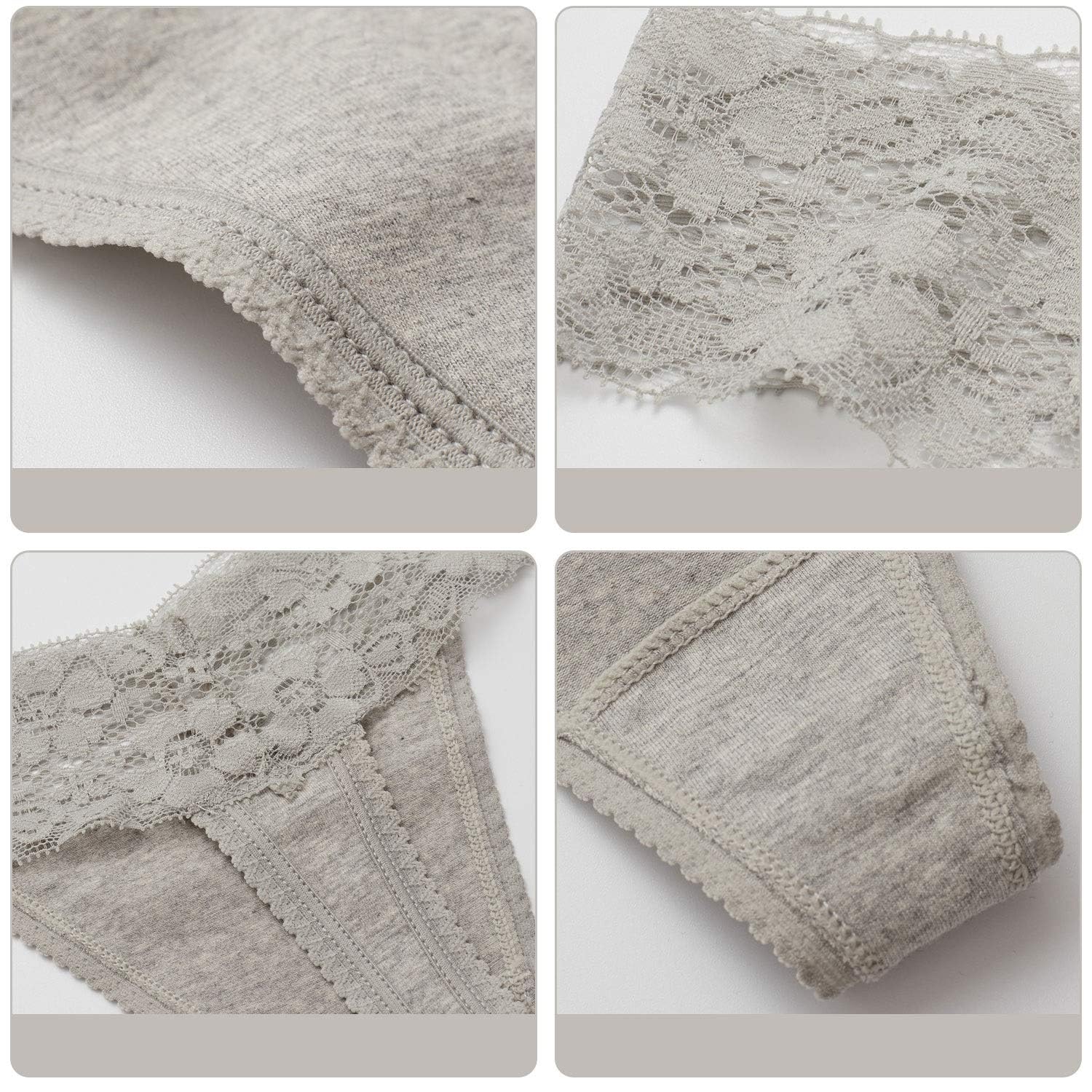 ANNYISON Womens Underwear, T Back Low Waist See Through Panties Cotton Seamless Lace Thongs for Women
