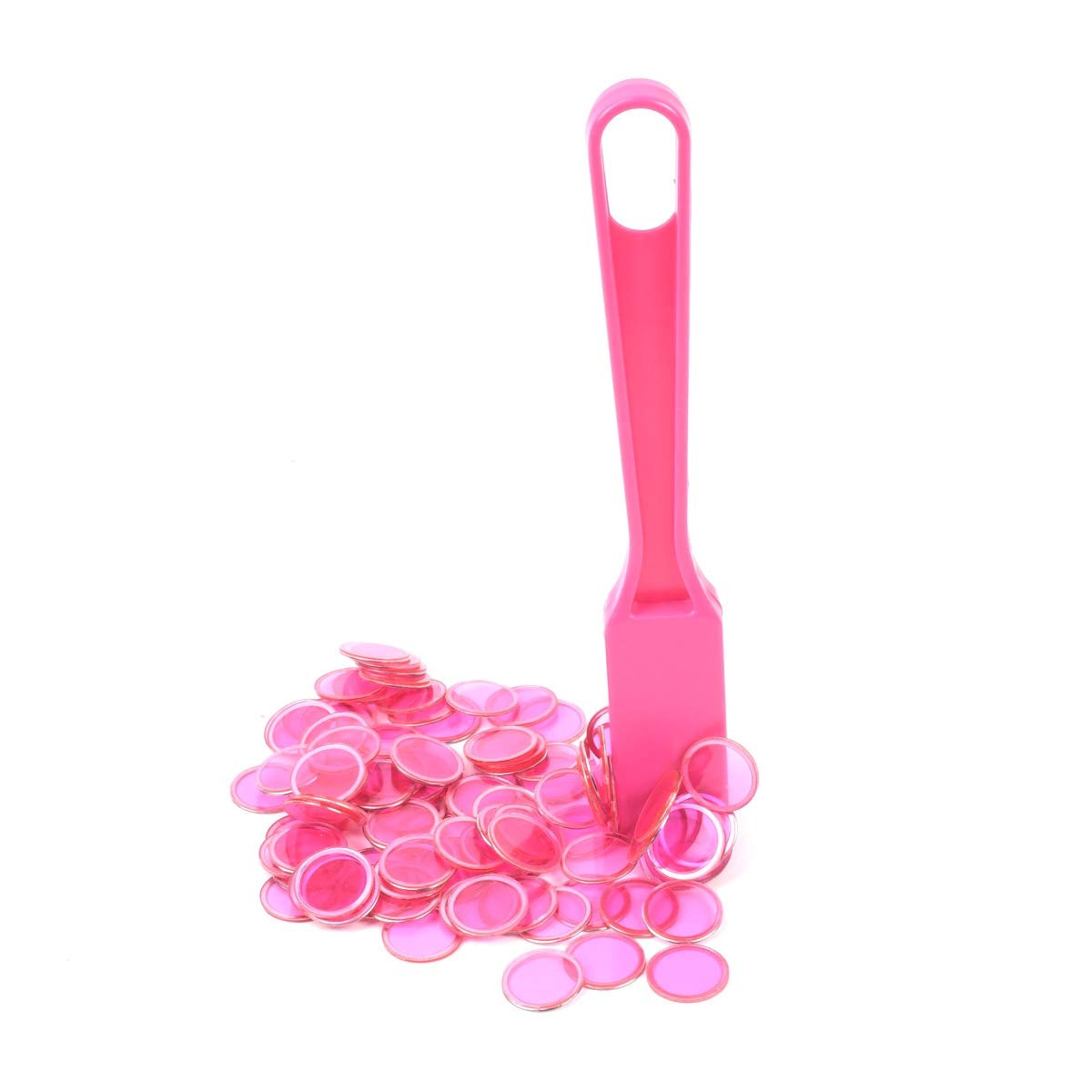 TG,LLC Treasure Gurus 100 Pink Magnetic Bingo Chips Magnetic Wand Plastic Hard Paper Card Markers