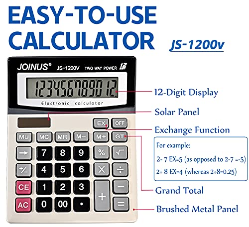 Calculator, Standard Function Desktop Calculator with 12-Digit Large LCD Display and Big Sensitive Computer Keys, Solar Battery Dual Power Calculator,Easy to use Basic Calculator
