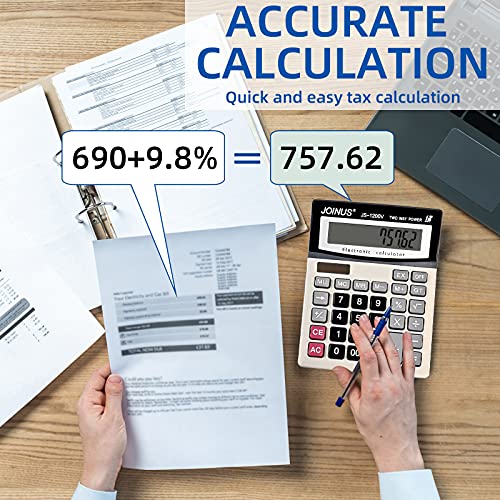 Calculator, Standard Function Desktop Calculator with 12-Digit Large LCD Display and Big Sensitive Computer Keys, Solar Battery Dual Power Calculator,Easy to use Basic Calculator