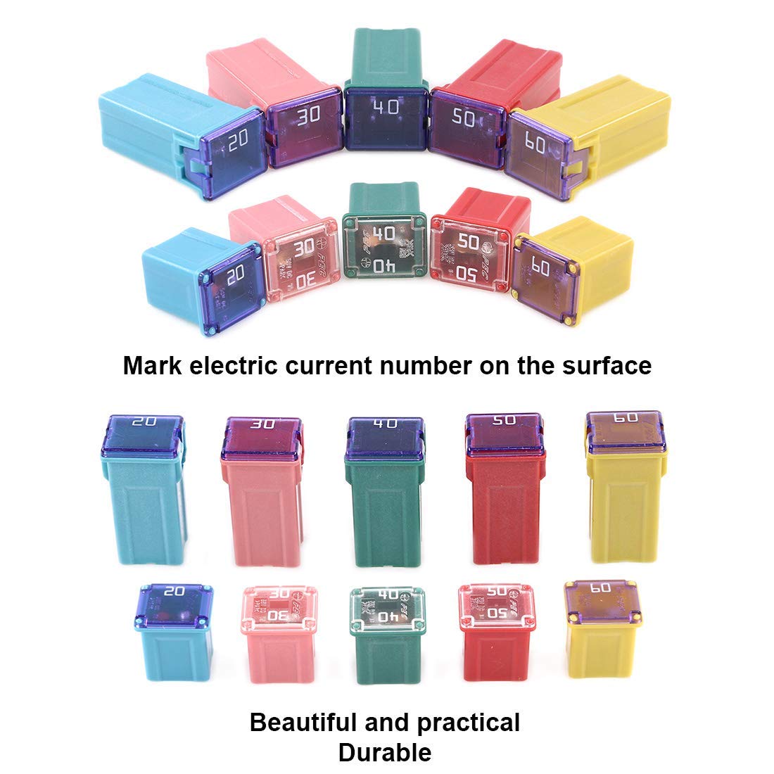 30 pc Automotive Combination Low and Tall/STD Profile Box Shaped Assortment Fuse Kit for Ford, Chevy/GM, Nissan, and Toyota Pickup Trucks, Cars and SUVs