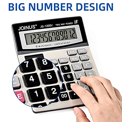 Calculator, Standard Function Desktop Calculator with 12-Digit Large LCD Display and Big Sensitive Computer Keys, Solar Battery Dual Power Calculator,Easy to use Basic Calculator