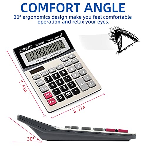 Calculator, Standard Function Desktop Calculator with 12-Digit Large LCD Display and Big Sensitive Computer Keys, Solar Battery Dual Power Calculator,Easy to use Basic Calculator