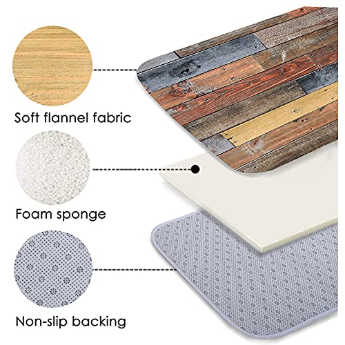 Flannel Mat Non Slip Bright 3D Print for Bedside and Living Room,Clearance MatS Absorbent Moisture Dust Forlaundry Room,Bath Rugs Sponge Foam Soft for Bathroom and KitchenRustic Old Wooden Board