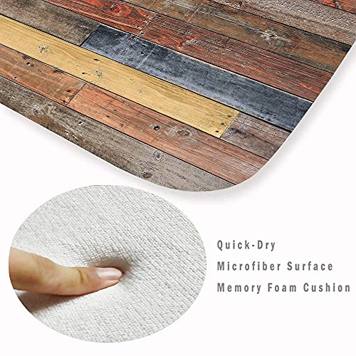 Flannel Mat Non Slip Bright 3D Print for Bedside and Living Room,Clearance MatS Absorbent Moisture Dust Forlaundry Room,Bath Rugs Sponge Foam Soft for Bathroom and KitchenRustic Old Wooden Board