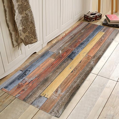 Flannel Mat Non Slip Bright 3D Print for Bedside and Living Room,Clearance MatS Absorbent Moisture Dust Forlaundry Room,Bath Rugs Sponge Foam Soft for Bathroom and KitchenRustic Old Wooden Board