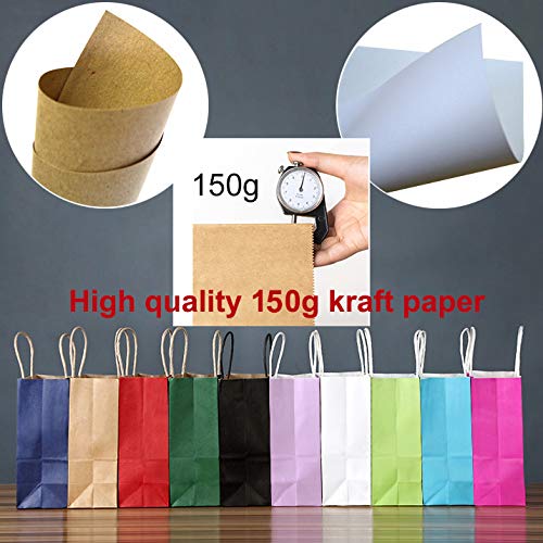 AZOWA Gift Bags Small Kraft Paper Bags with Handles (4 x 2.4 x 6 in, Hunter Green Color, 50 Pcs)