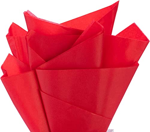 100 Pcs Red Tissue Paper Bulk Metallic Valentines Day Tissue Paper for Gift Wrapping Birthday DIY Arts Crafts, 50x35CM (red)
