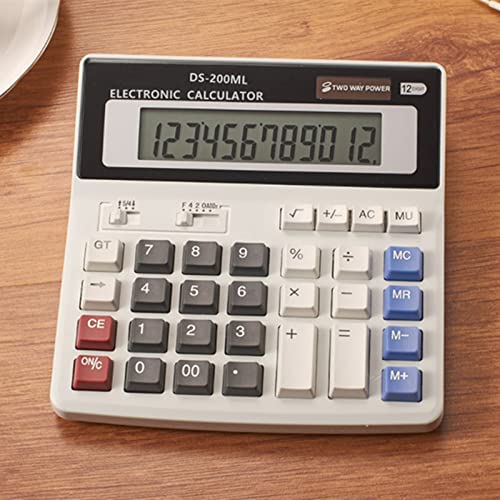 Calculators, Standard 12 Digit Calculator, Simple Desk Calculator Large Display, Big Button Calculators Desktop, Basic Handheld Solar Battery Powered Calculator for Students Home Office Business