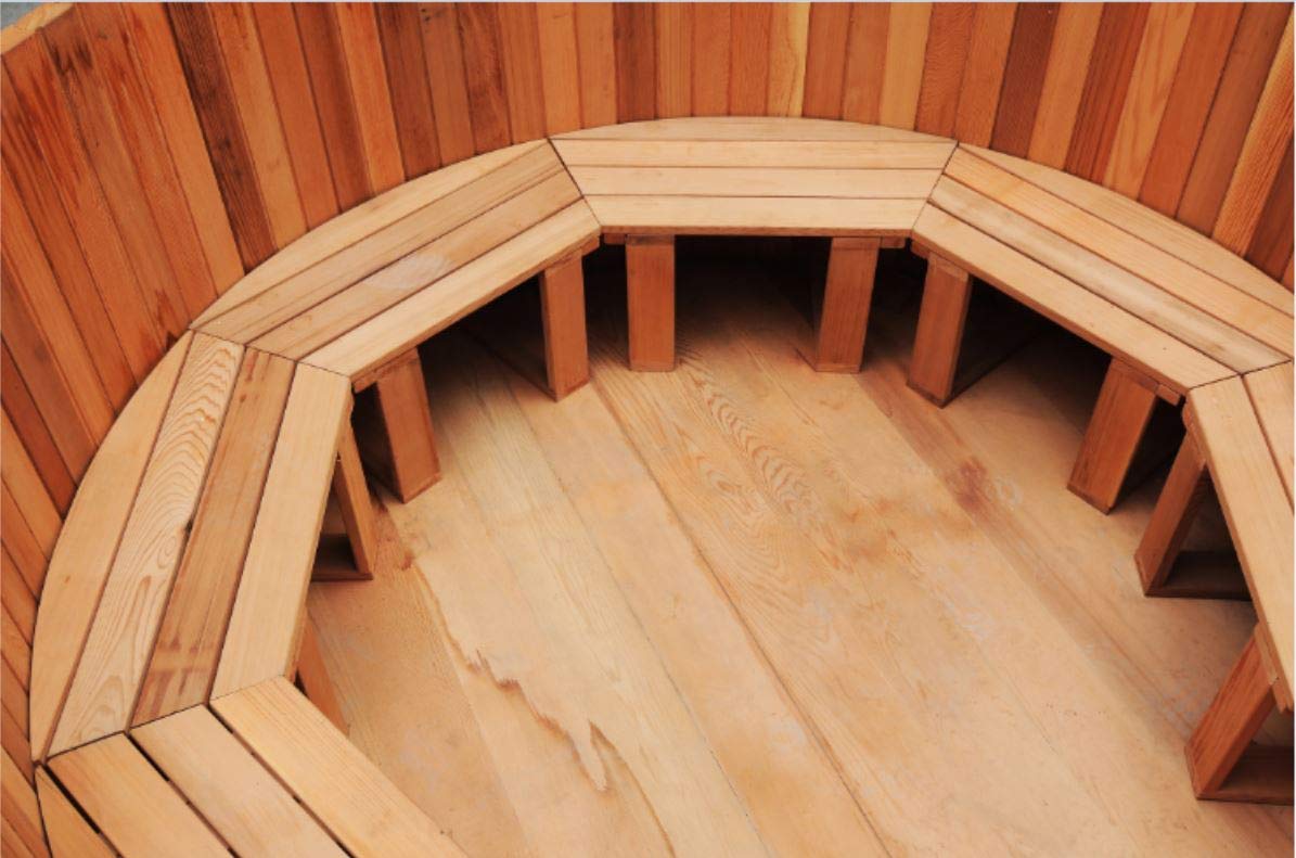 Canadian Redwood Cedar 5' Outdoor Wood-Fired Hot Tub Sauna Spa Bathtub Tub, with Paddle