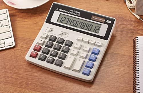 Calculators, Standard 12 Digit Calculator, Simple Desk Calculator Large Display, Big Button Calculators Desktop, Basic Handheld Solar Battery Powered Calculator for Students Home Office Business