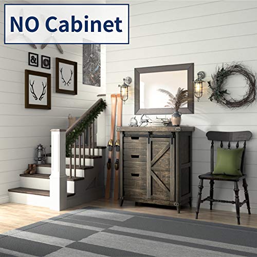 Hahaemall Heavy Duty Metal Steel Black Super Mini Sliding Barn Door Hardware Track Roller Kit Hanging TV Stand Cabinet System(6.6FT Single kit)(NO Cabinet)