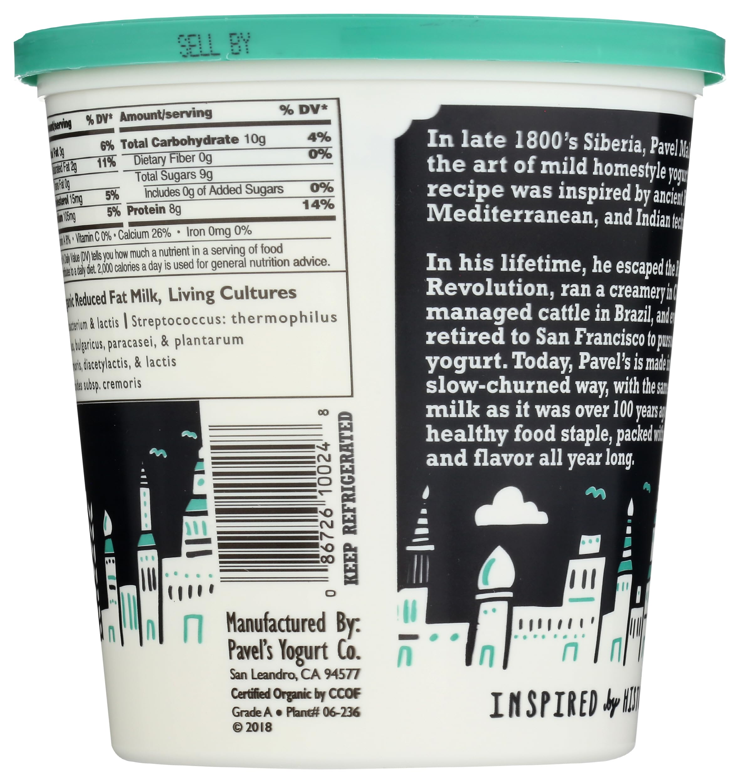 PAVELS YOGURT Organic Plain Low Fat Russian Yogurt, 24 OZ