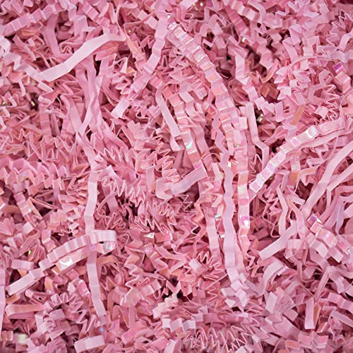 MagicWater Supply Crinkle Cut Paper Shred Filler (4 oz) for Gift Wrapping & Basket Filling - Diamond Light Pink