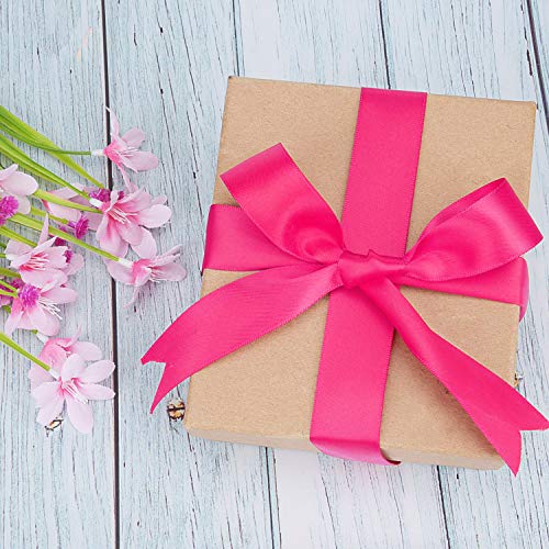 Livder Double Face Satin Ribbon Roll, 1 inch Wide 50 Yard Length (Hot Pink)