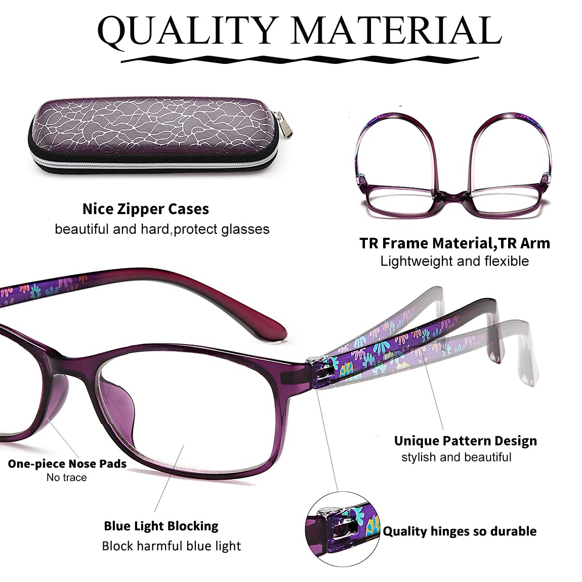 EYEURL Reading Glasses for Women Blue Light Blocking - 2 Pack Computer Readers Choose Your Magnification +2.25