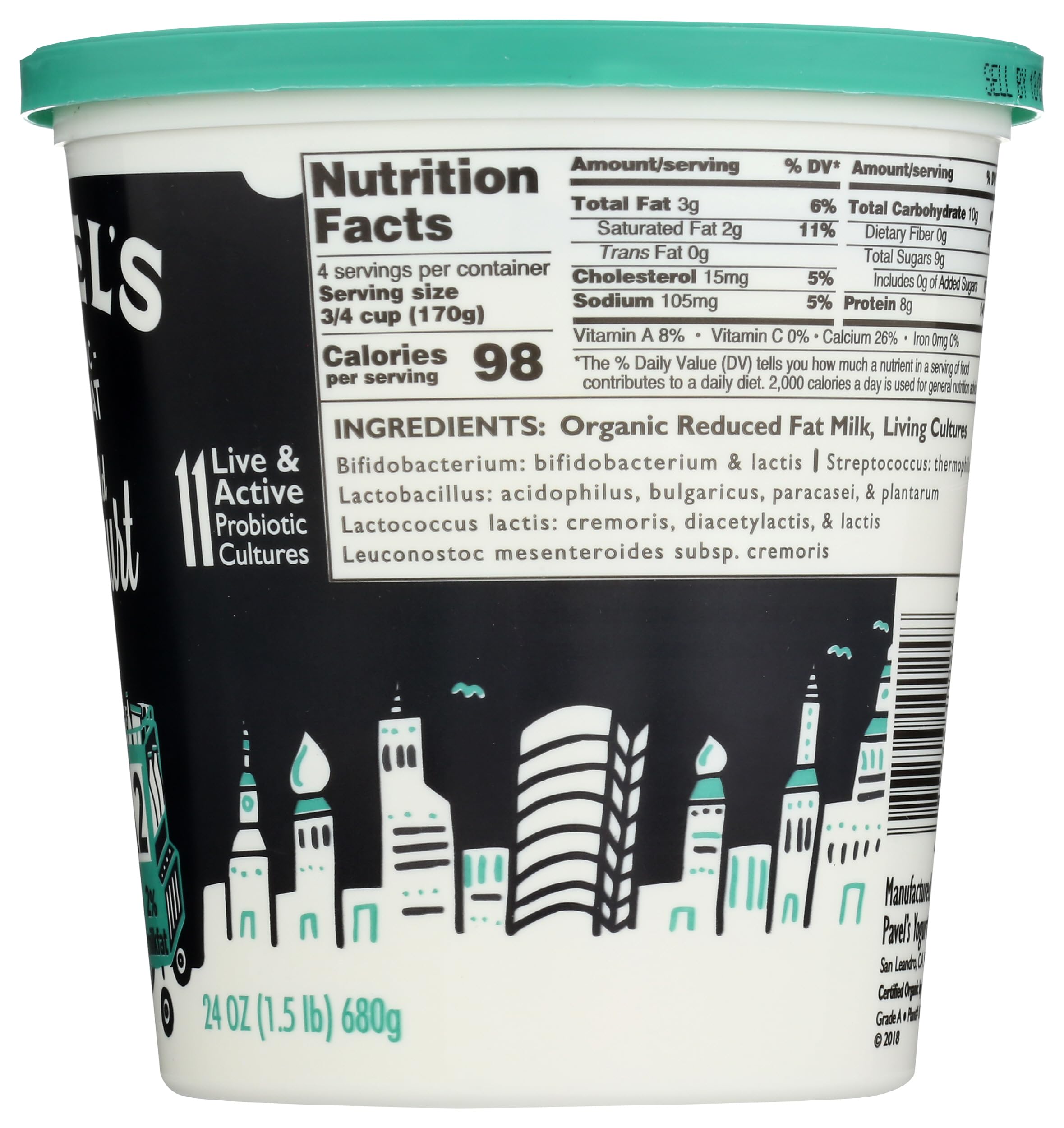 PAVELS YOGURT Organic Plain Low Fat Russian Yogurt, 24 OZ
