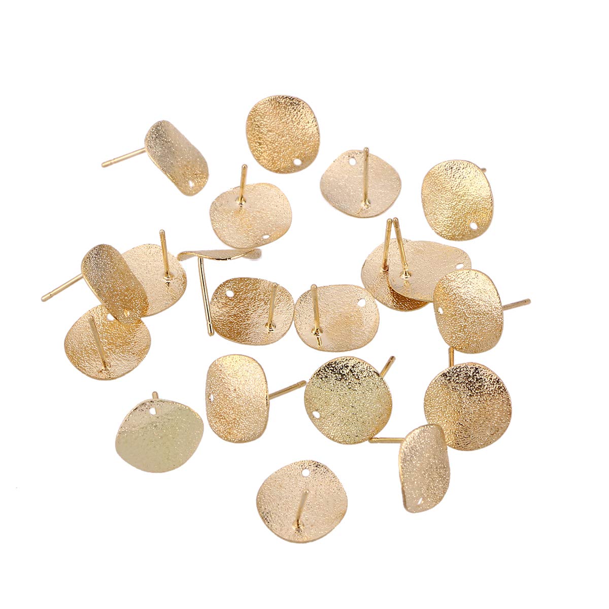 20PCS Alloy Earrings Post Blank Base with Loop Ear Pins earring studs for DIY Jewelry Making (Golden)