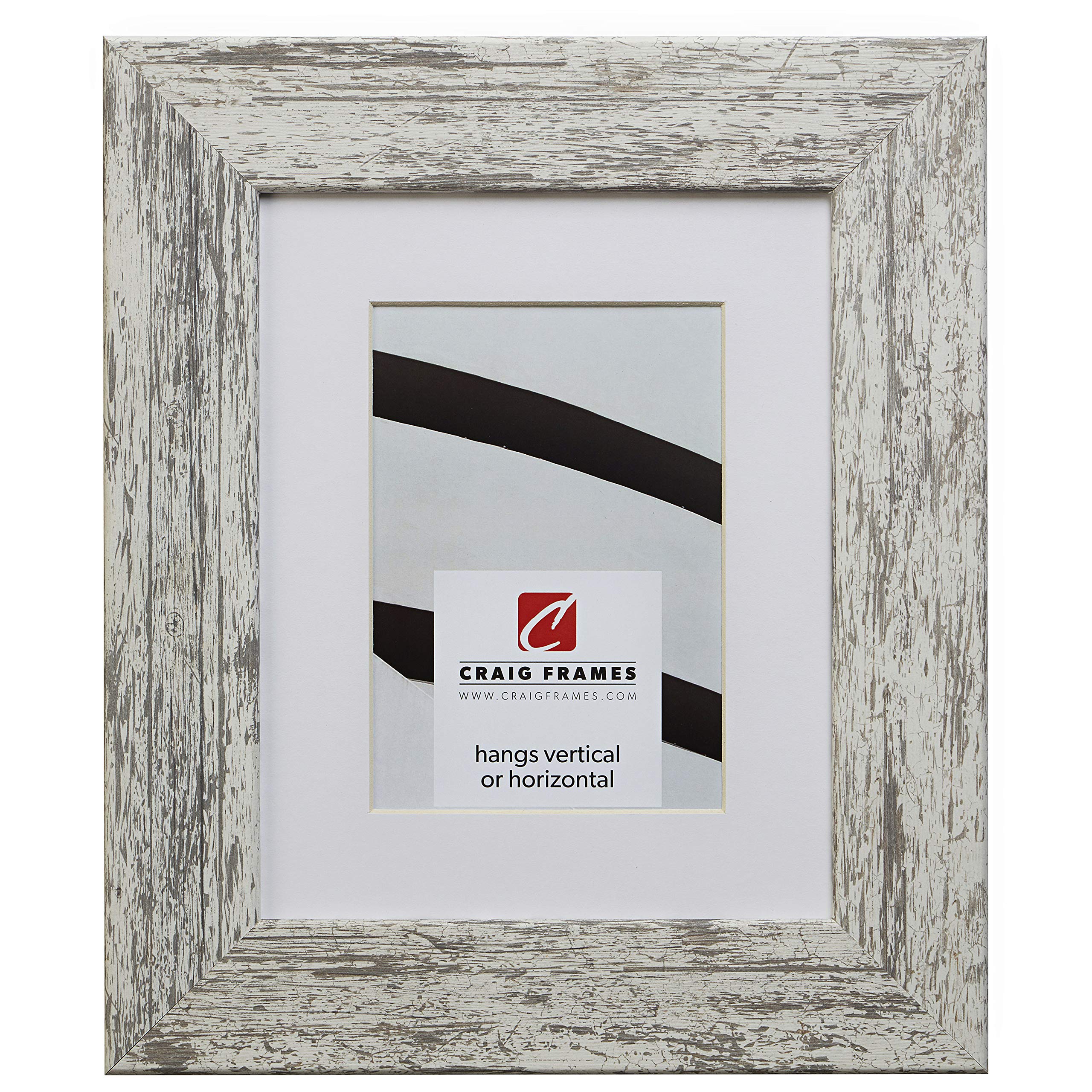 Craig Frames American Barn, 16 x 20 Inch Faux White Barnwood Picture Frame Matted to Display a 11 x 14 Inch Photo