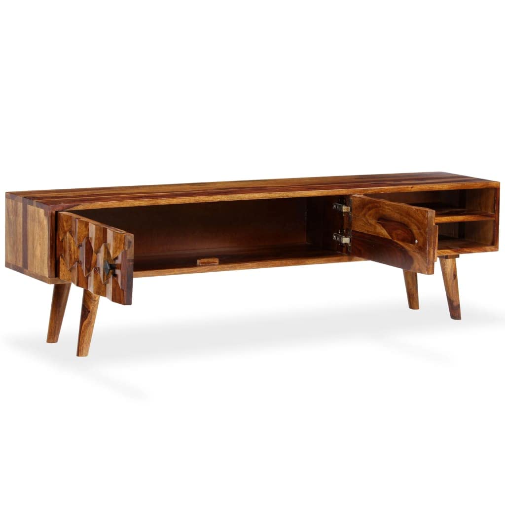 vidaXL TV Stand in Solid Sheesham Wood - Versatile Media Stand with Rich Grains, Spacious Storage and Easy Assembly 55.1"x11.8"x15.7"
