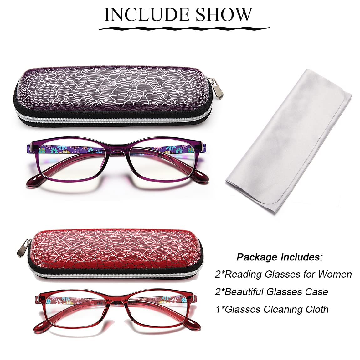 EYEURL Reading Glasses for Women Blue Light Blocking - 2 Pack Computer Readers Choose Your Magnification +2.25