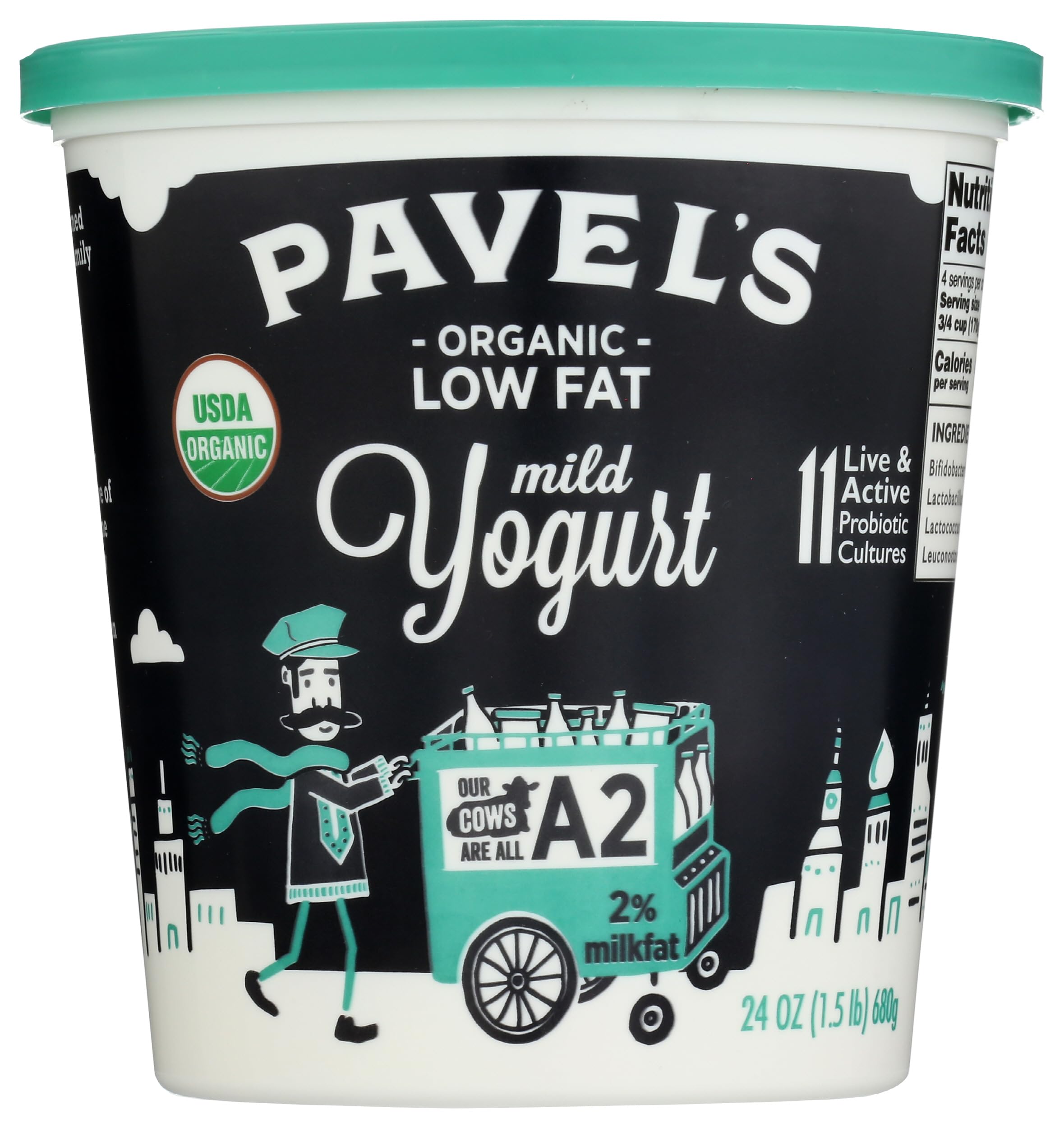 PAVELS YOGURT Organic Plain Low Fat Russian Yogurt, 24 OZ