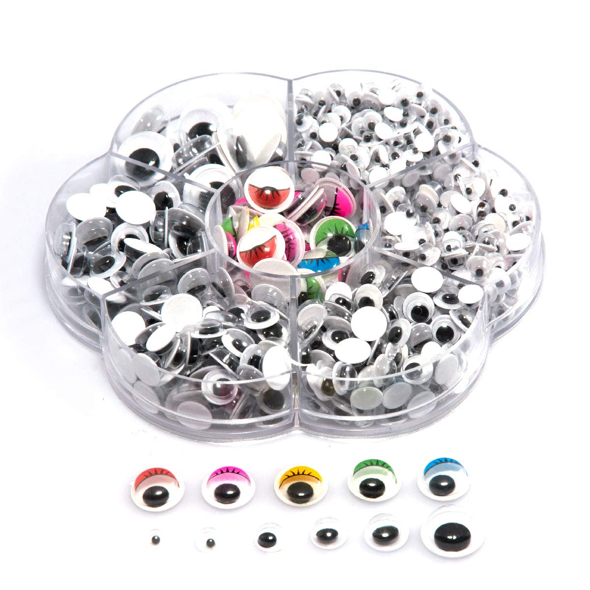 BEADNOVA Wiggle Eyes for Crafts 700pcs Self Adhesive Googly Eyes for Crafting Sticky Wiggly for DIY Craft Scrapbooking (700pcs Multicolors,Assorted Sizes)
