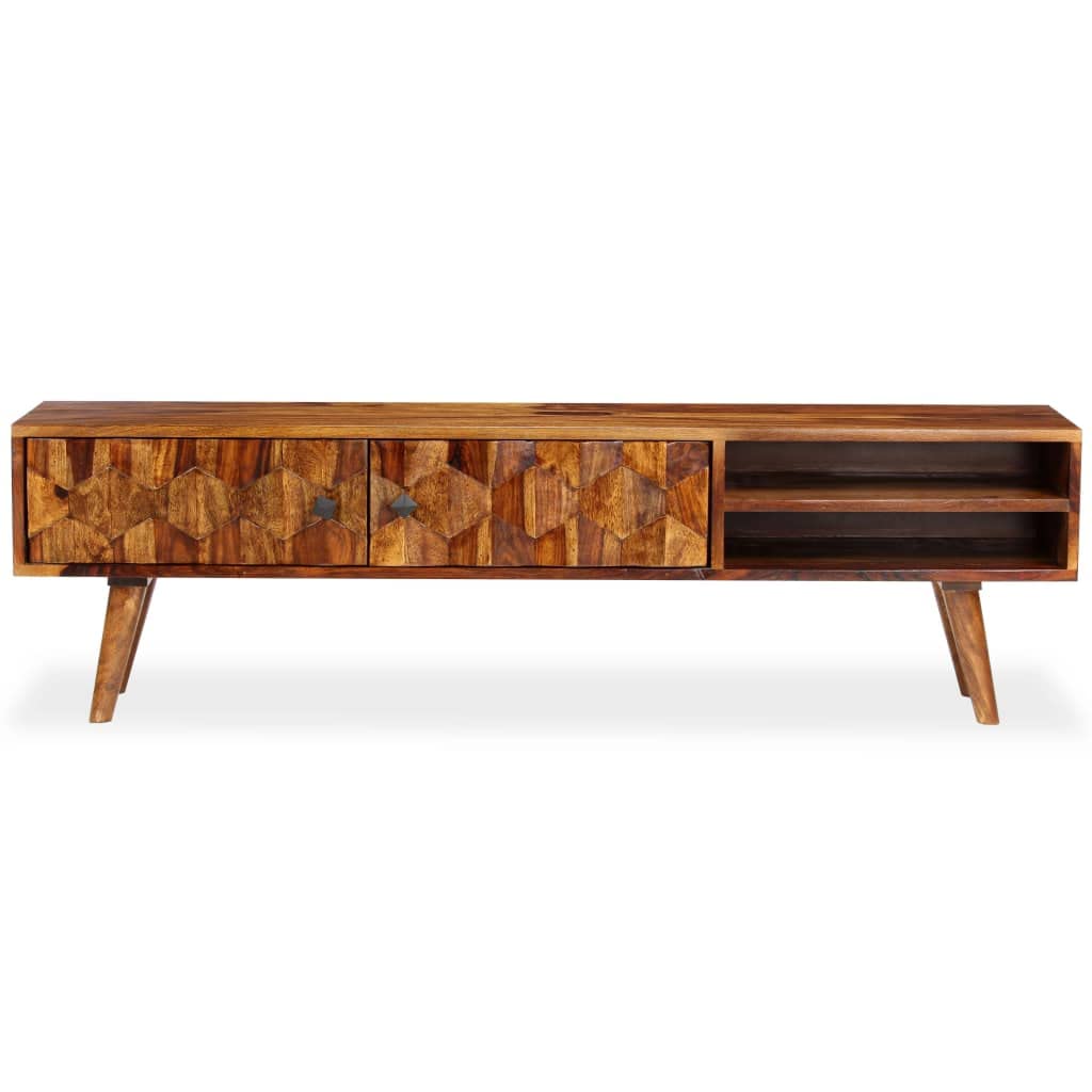 vidaXL TV Stand in Solid Sheesham Wood - Versatile Media Stand with Rich Grains, Spacious Storage and Easy Assembly 55.1"x11.8"x15.7"