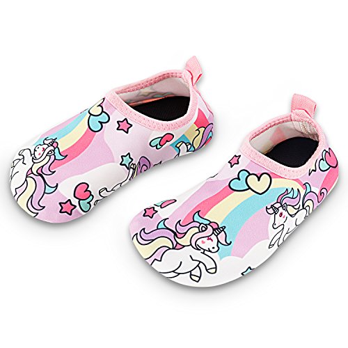 Toddler Kids Swim Water Shoes Quick Dry Non-Slip Water Skin Barefoot Sports Shoes Aqua Socks for Boys Girls Toddler, Unicorn, 3 Little Kid