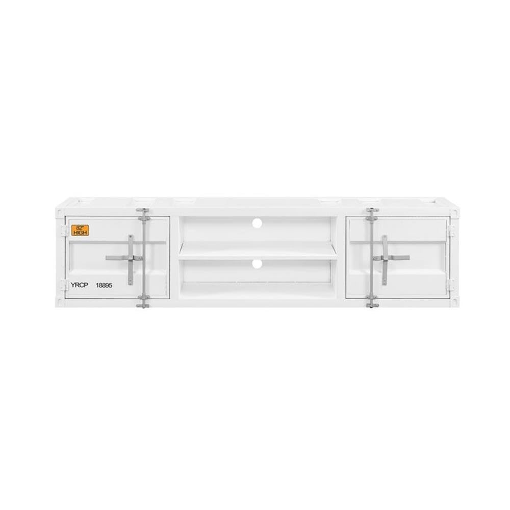 Acme Cargo 2-Door Metal Frame TV Stand with Shelves in White