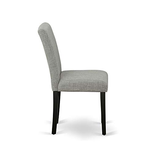 East West Furniture DLAB3-BLK-06 3 Piece Dinette Set for Small Spaces Contains a Round Dining Table with Dropleaf and 2 Shitake Linen Fabric Upholstered Chairs, 42x42 Inch, Black
