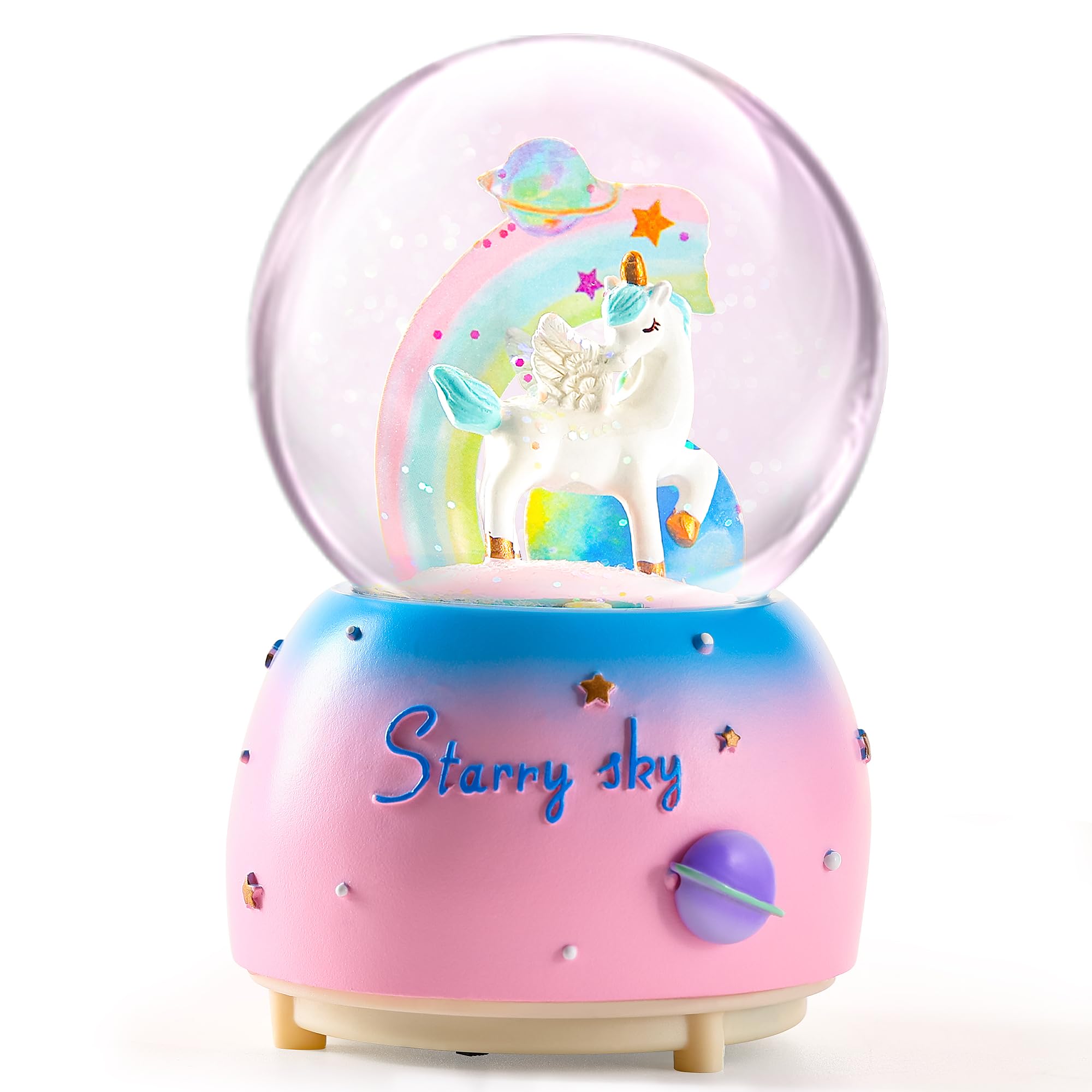 Unicorn Snow Globe for Kids, VECU Snow Globe with Music Perfect Unicorn Music Box for Girls, Granddaughters Babies Birthday ( Manual Snow Drift)