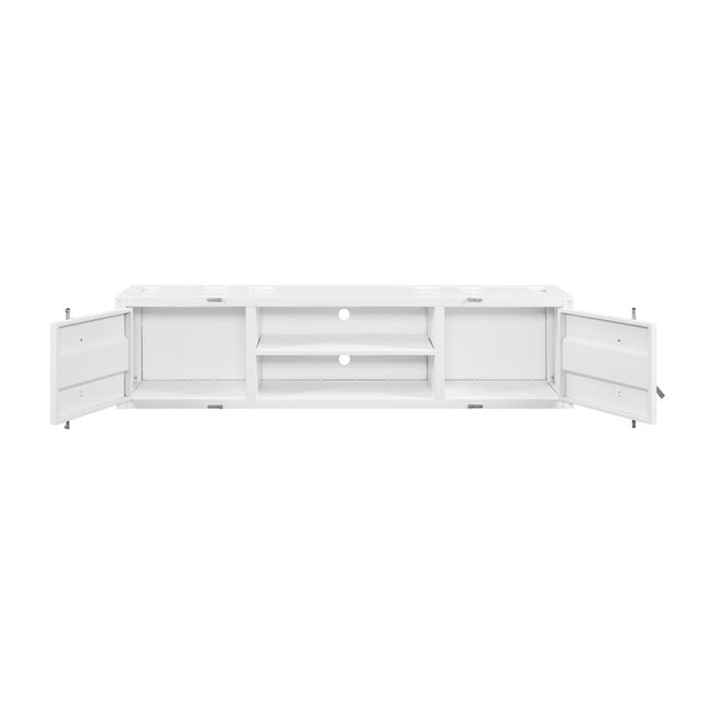 Acme Cargo 2-Door Metal Frame TV Stand with Shelves in White