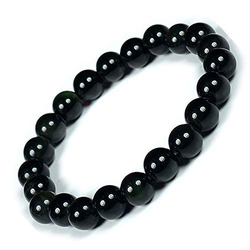 Ultimate Protection Bracelet - Handmade Natural Black Obsidian Bracelet - Gemstone 8mm Round Beads Natural Stone Yoga Bracelet - Boho Stone Stretch Bracelet