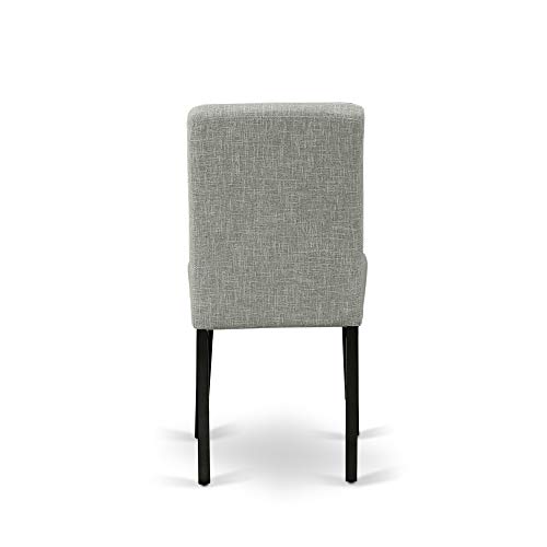 East West Furniture DLAB3-BLK-06 3 Piece Dinette Set for Small Spaces Contains a Round Dining Table with Dropleaf and 2 Shitake Linen Fabric Upholstered Chairs, 42x42 Inch, Black