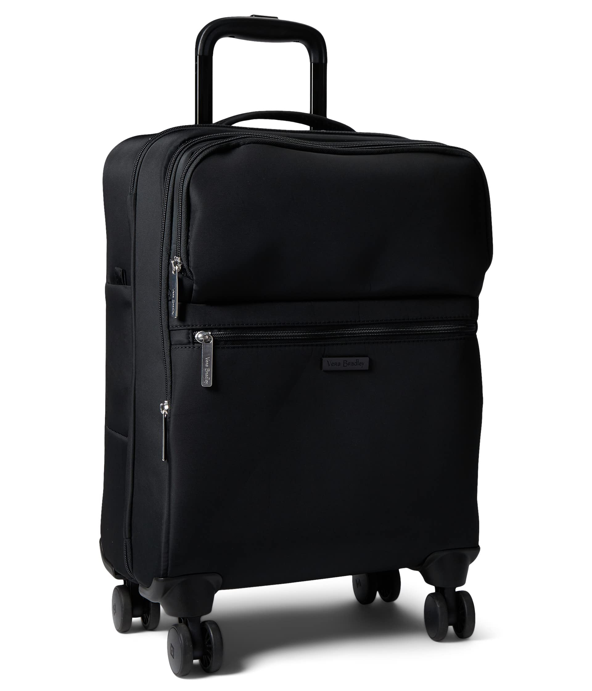 Vera Bradley Women's Softside Rolling Suitcase Luggage, Black, 22" Carry On