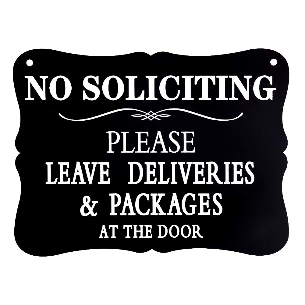 WaaHome Please Leave Deliveries and Packages At The Door Sign, No Soliciting Sign for House Home Door Business, 6''x8''