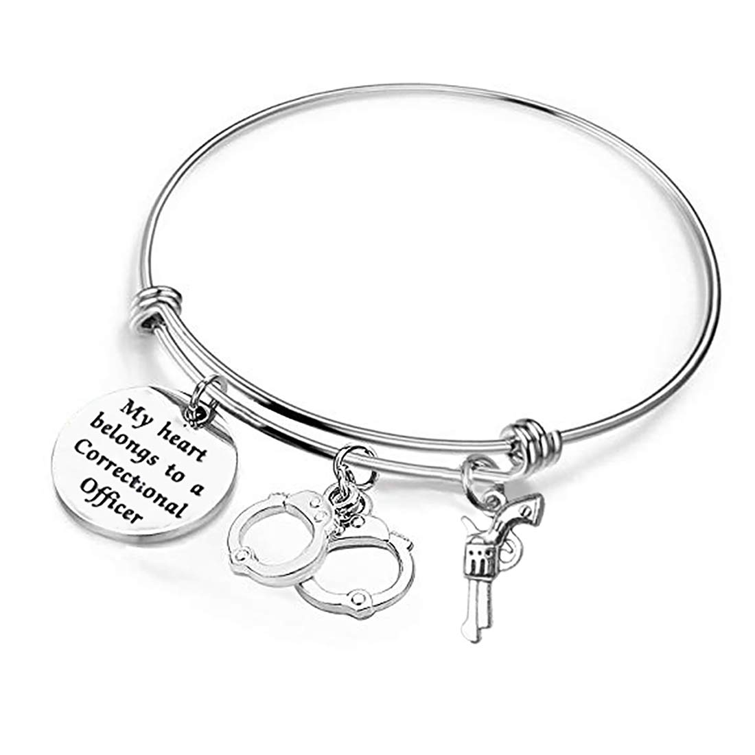 HOLLP Correctional Officer Wife Gift ForCorrectional Officer Mom Wife Daughter Handcuff Charm Jewelry Police Officer Gift (Bracelet)