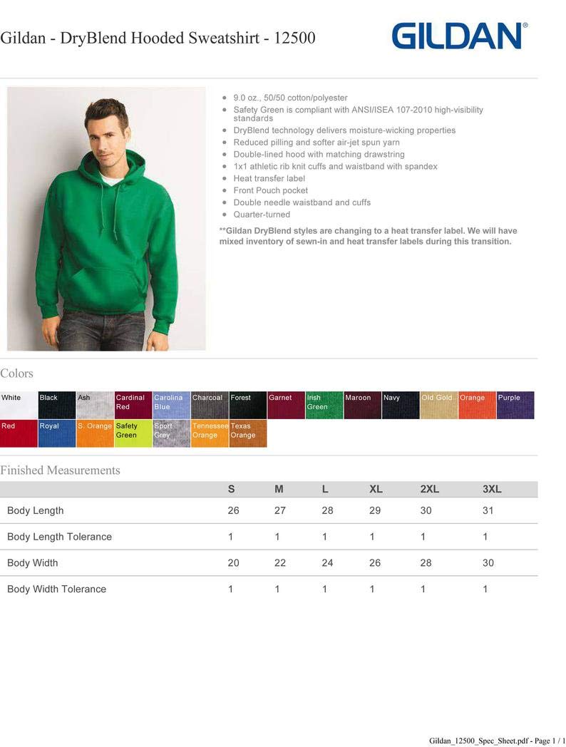 INK STITCH Gildan 12500 Blank Hoodies DryBlend Pullover Hooded Sweatshirts - Navy (XL)
